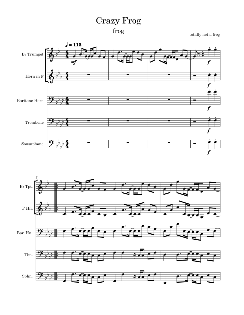 Crazy frog – Axel F Sheet music for Trombone, Trumpet in b-flat, French ...