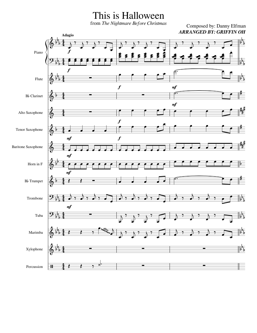 This is Halloween Sheet music for Piano, Trombone, Tuba, Flute & more ...