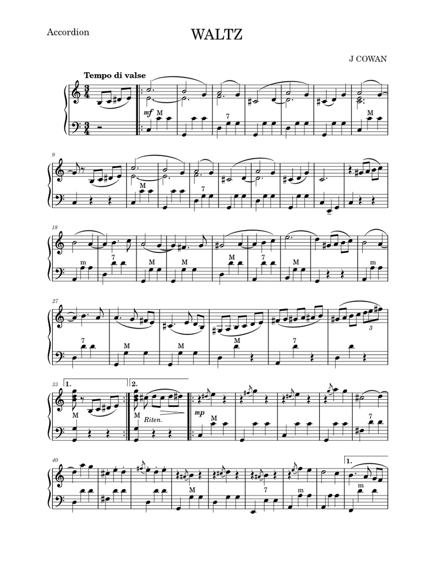 Waltz for Accordion Sheet music for Piano (Solo) Easy | Musescore.com