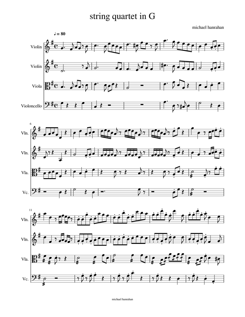 string quartet in G - piano tutorial