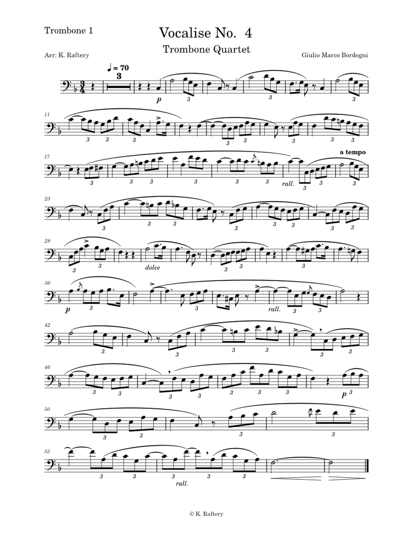Bordogni No. 4 – Trombone 1 Sheet Music for Trombone (Solo) | MuseScore.com