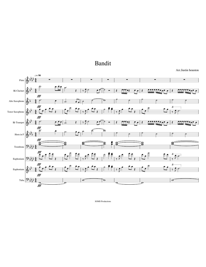 Bandit Sheet music for Trombone, Euphonium, Tuba, Flute & more ...