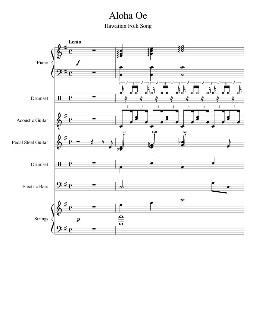 Aloha 'Oe | Pedal Steel Guitar Experiment Sheet music for Piano, Guitar ...