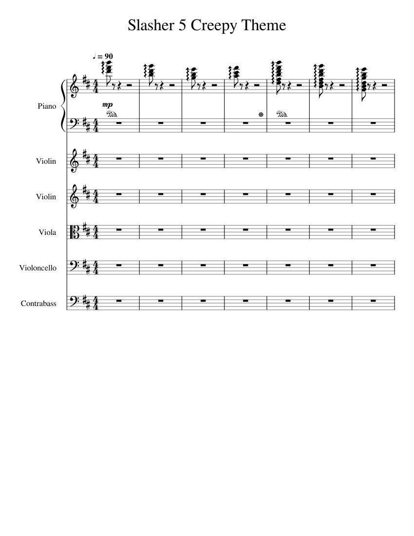 Slasher_5_Creepy_Theme Sheet music for Piano, Contrabass, Violin, Viola ...
