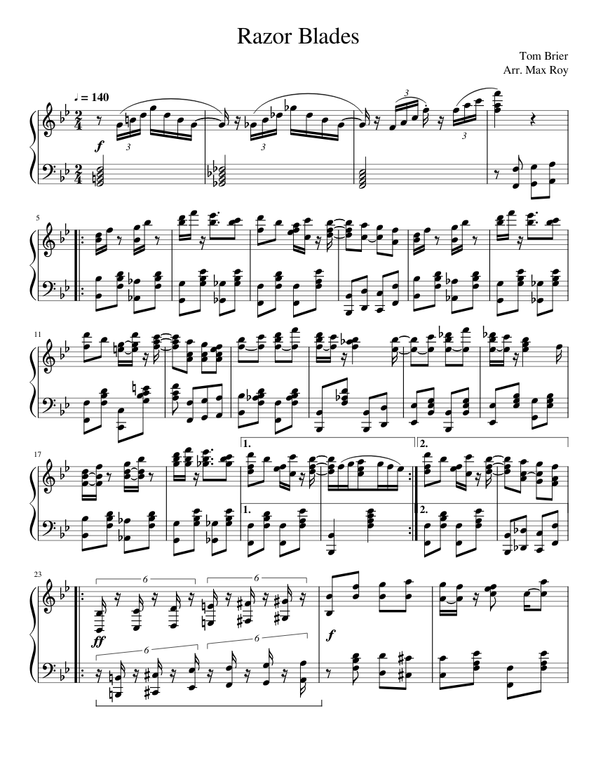 Razor Blades Sheet music for Piano (Solo) | Musescore.com