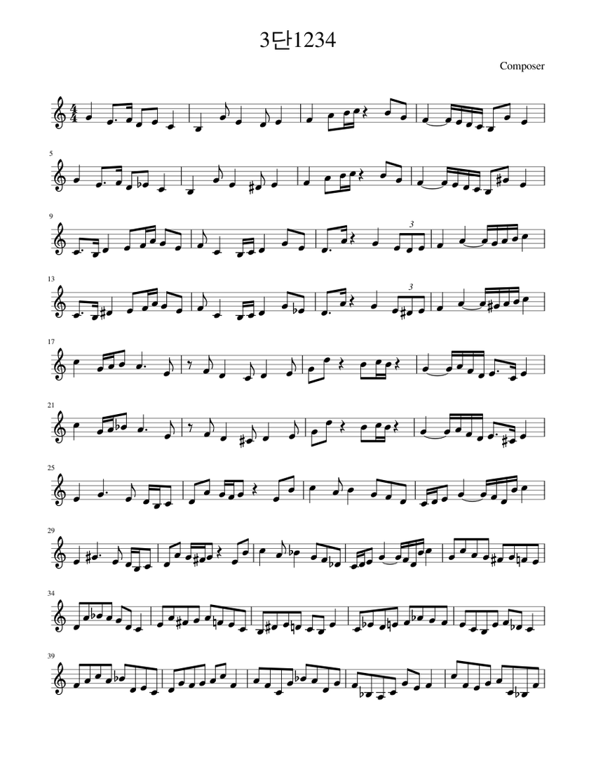 3단1234 Sheet music for Piano (Solo) | Musescore.com