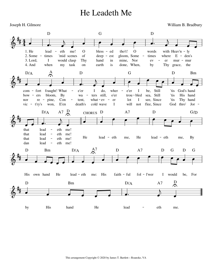 He Leadeth Me [lead sheet] Sheet Music with Chords for Piano (Solo ...