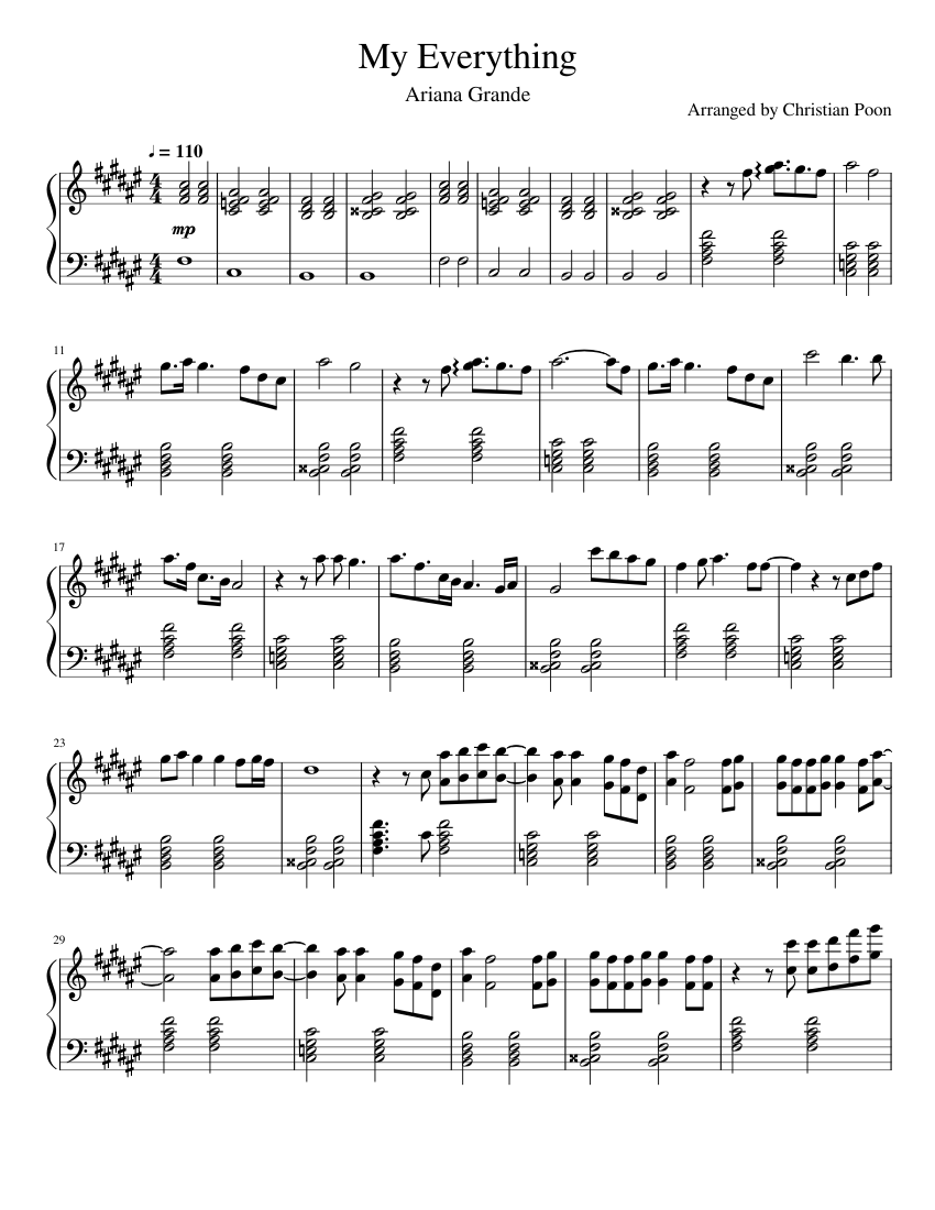 Ariana Grande - My Everything Sheet Music for Piano (Solo) | MuseScore.com