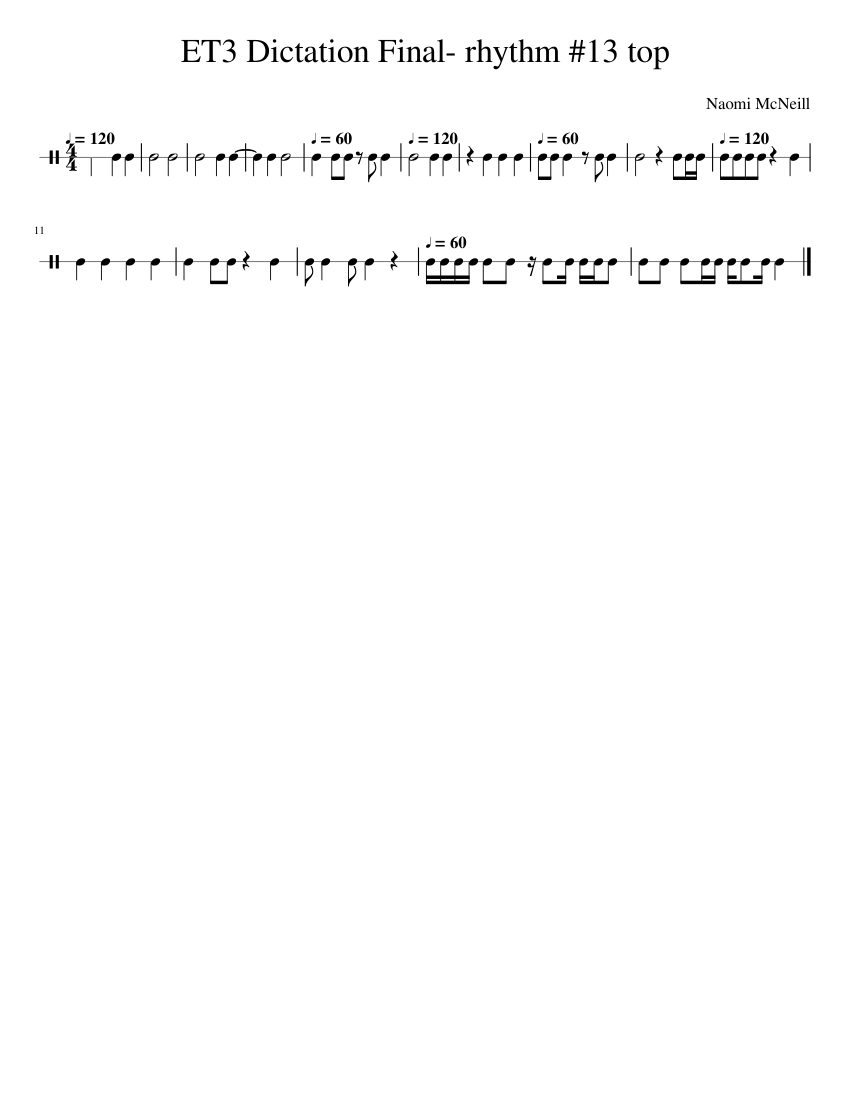 ET3 Final rhythm 13 top Sheet music for Claves (Solo) | Musescore.com