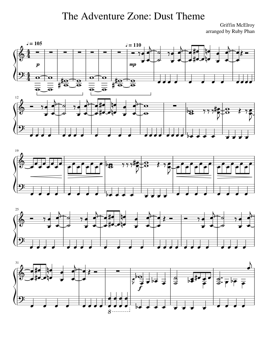 Dust Theme Sheet music for Piano (Solo) Easy | Musescore.com