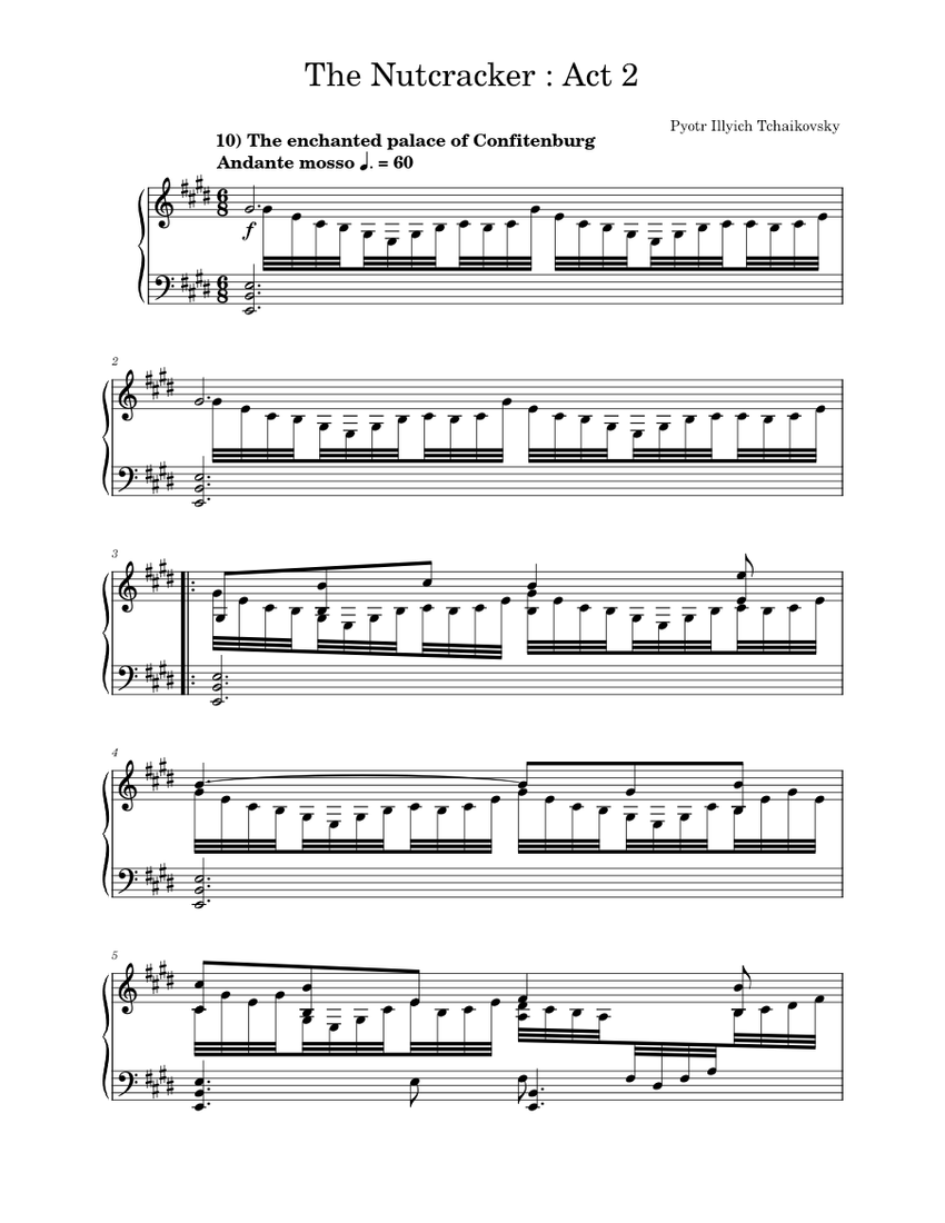 Pyotr Illyich Tchaikovsky - The Nutcracker, Op. 71 - Act II Sheet Music ...
