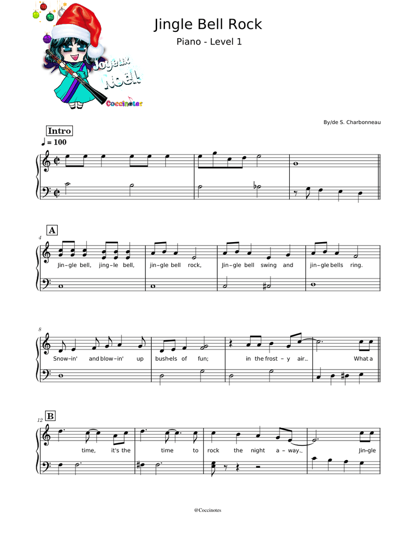 Jingle Bell Rock – Level 1 Sheet Music for Piano (Solo) easy ...
