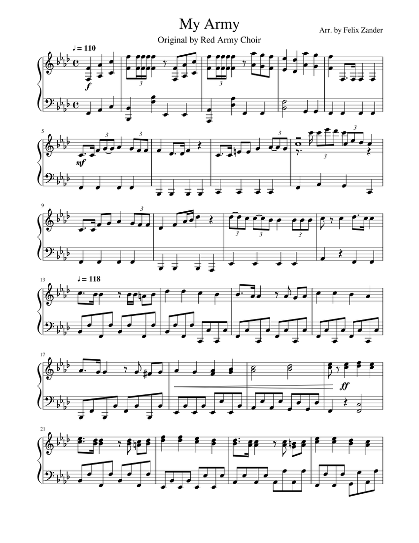 My Army - Red Army Choir Sheet Music for Piano (Solo) | MuseScore.com