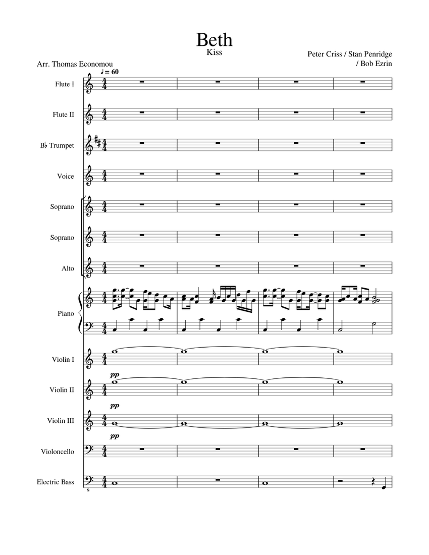 Beth (Kiss) Sheet Music for Piano, Soprano, Alto, Vocals & more ...