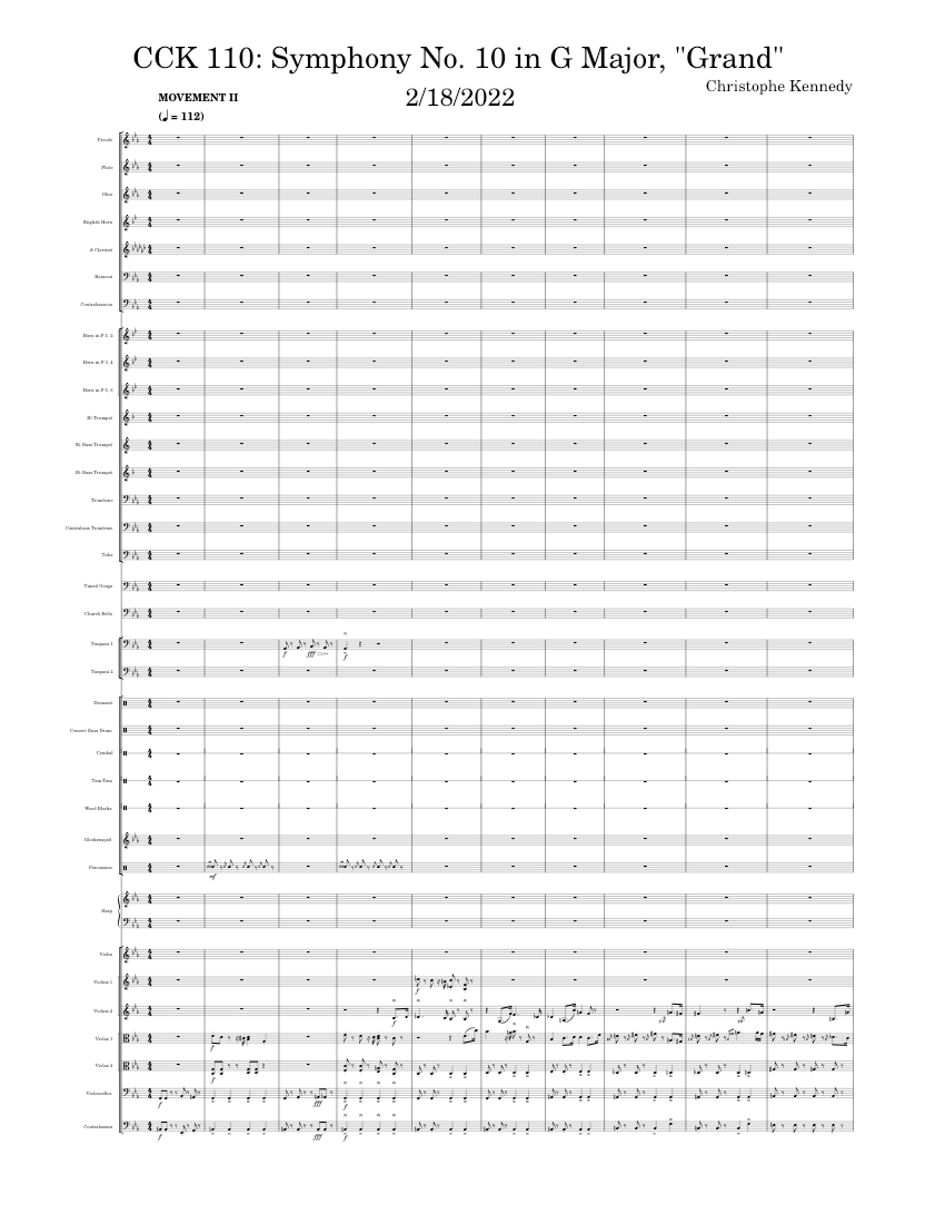CCK 110: Symphony No. 10 in G Major, "Grand"- Movement 2 Sheet music for Trombone, Tuba, Trumpet ...