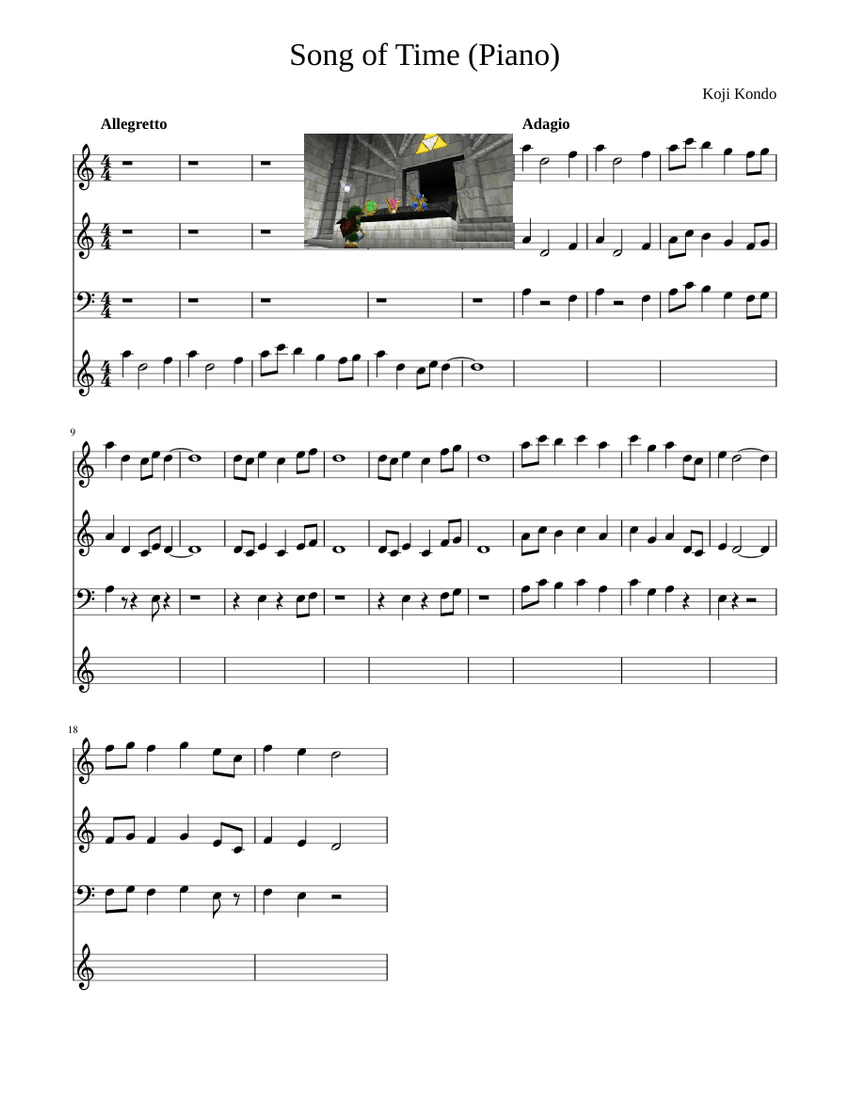 Ocarina of Time Song of Time Piano Sheet music for Piano, Flute other ...