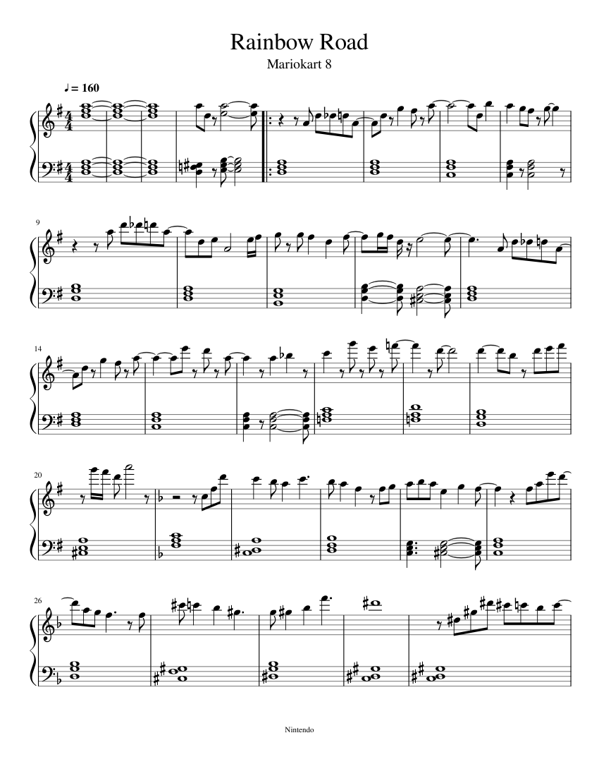 Rainbow Road Sheet Music for Piano (Solo) easy | MuseScore.com