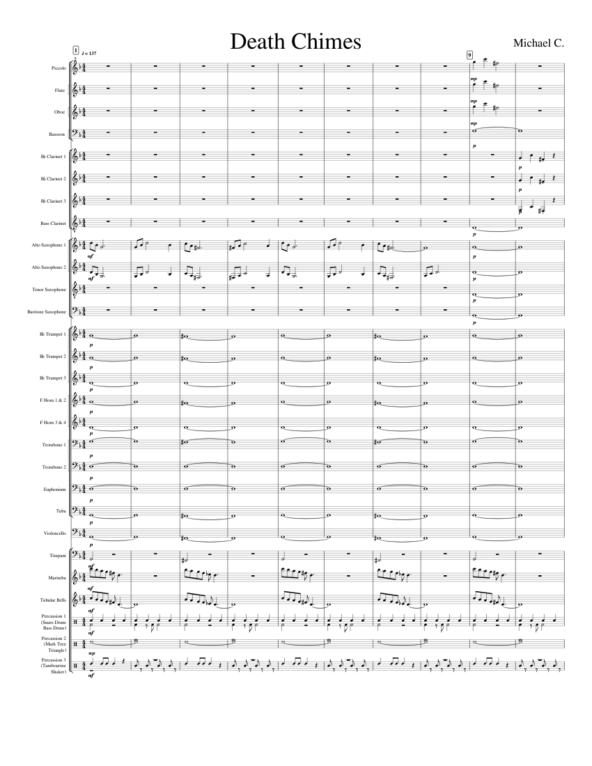 Death Chimes Sheet music for Trombone, Tuba, Flute, Oboe & more ...