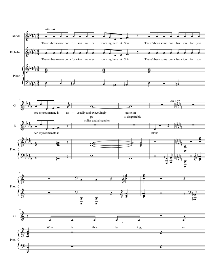 Wicked Medley Sheet music for Piano, Flute, Oboe (Mixed Trio ...