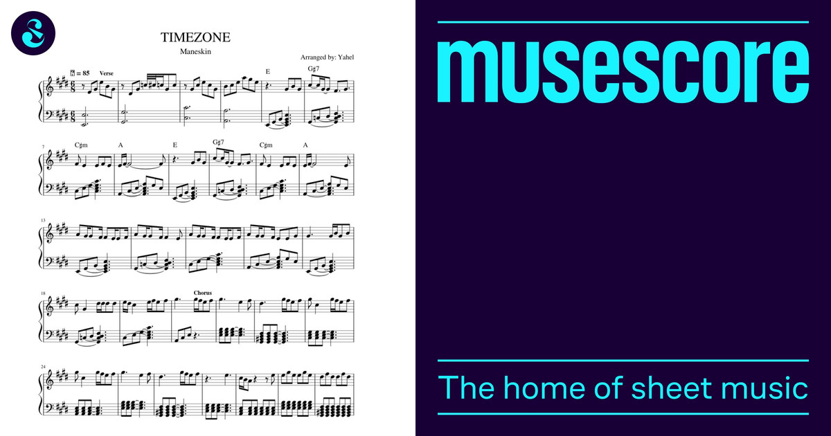 TIMEZONE – Maneskin Sheet Music with Chords for Piano (Solo ...