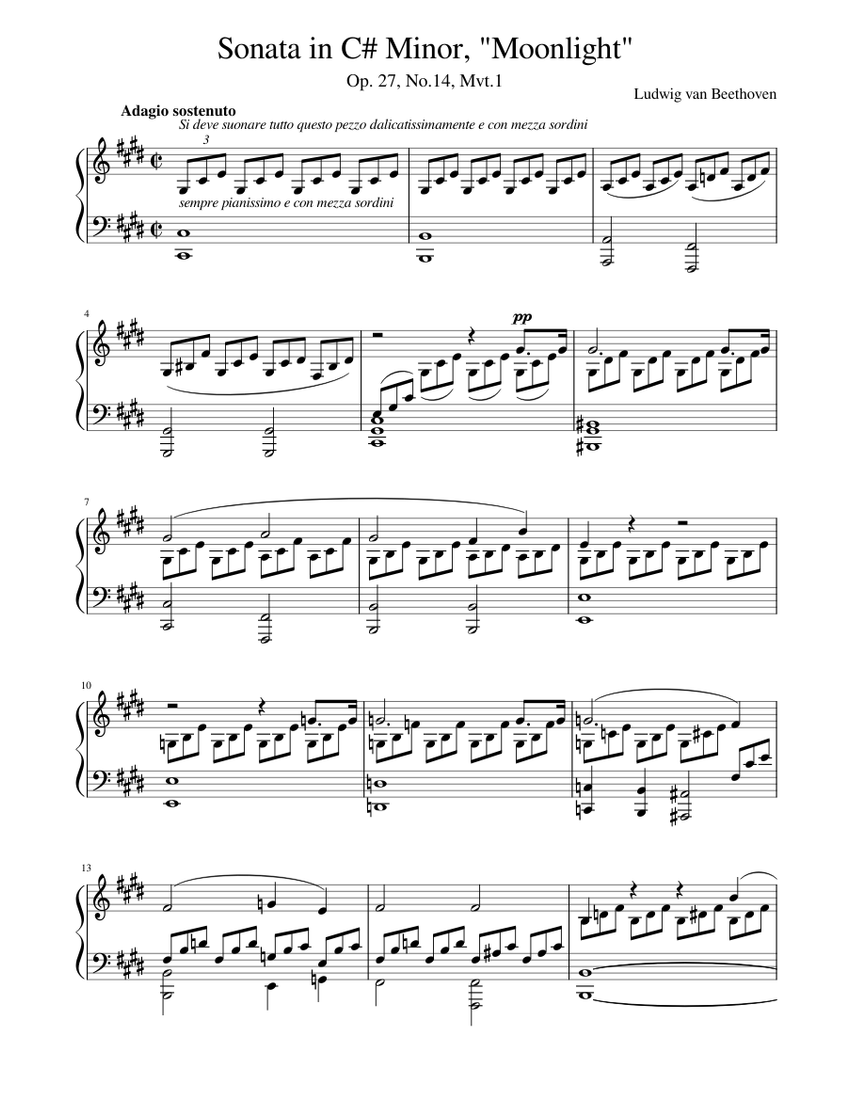 Moonlight Sonata All Movements Sheet Music for Piano (Solo) | MuseScore.com