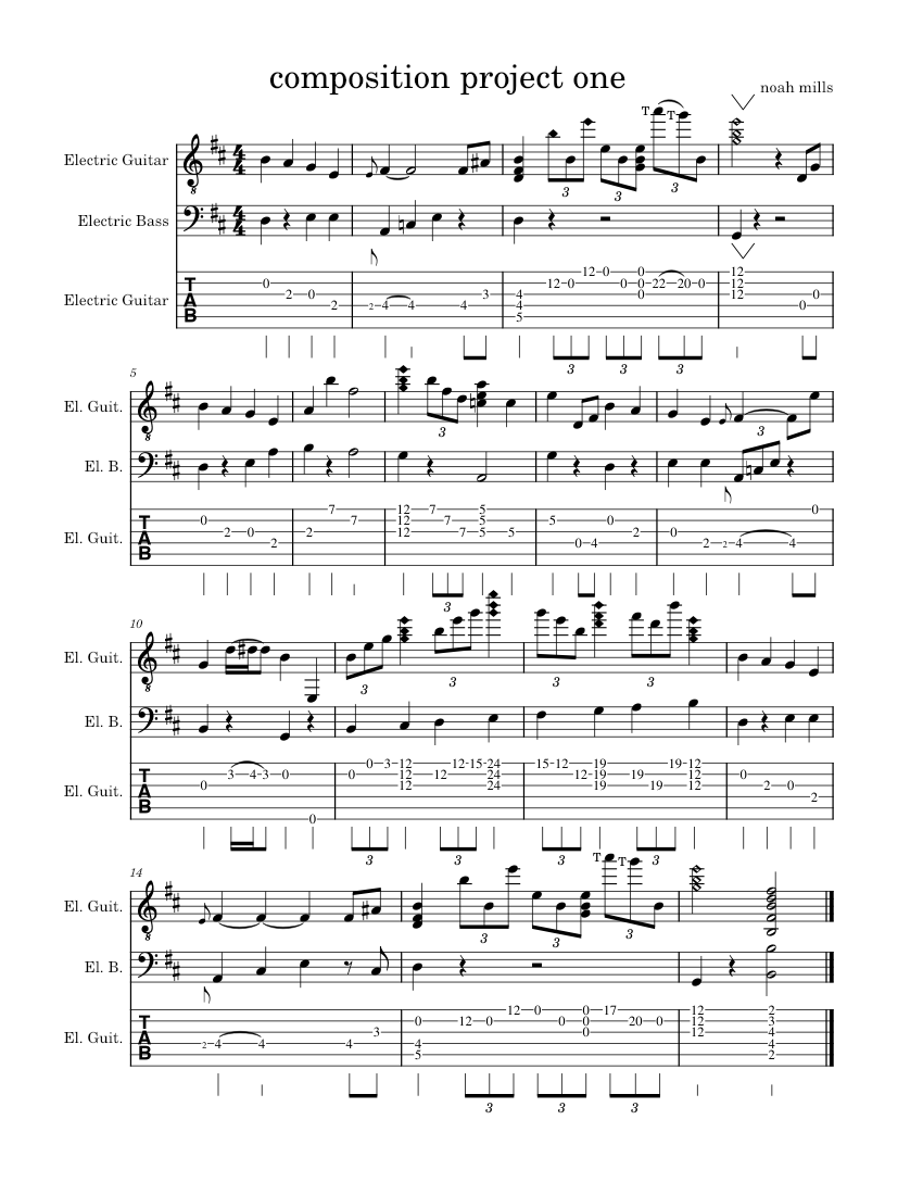composition project #1 Sheet music for Guitar, Bass guitar (Mixed Duet ...