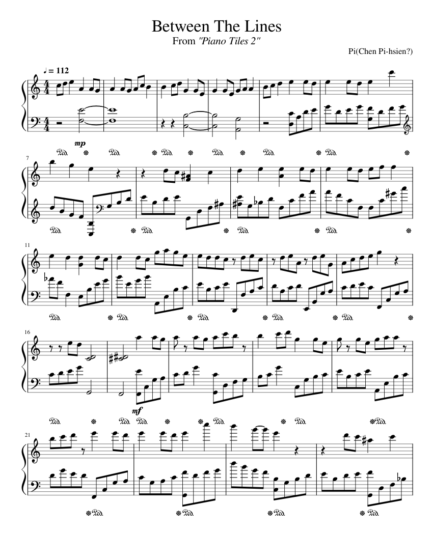 Between The Lines Sheet Music for Piano (Solo) | MuseScore.com