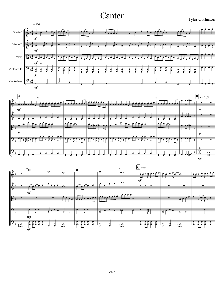 Canter Sheet Music for Contrabass, Violin, Viola, Cello (String ...
