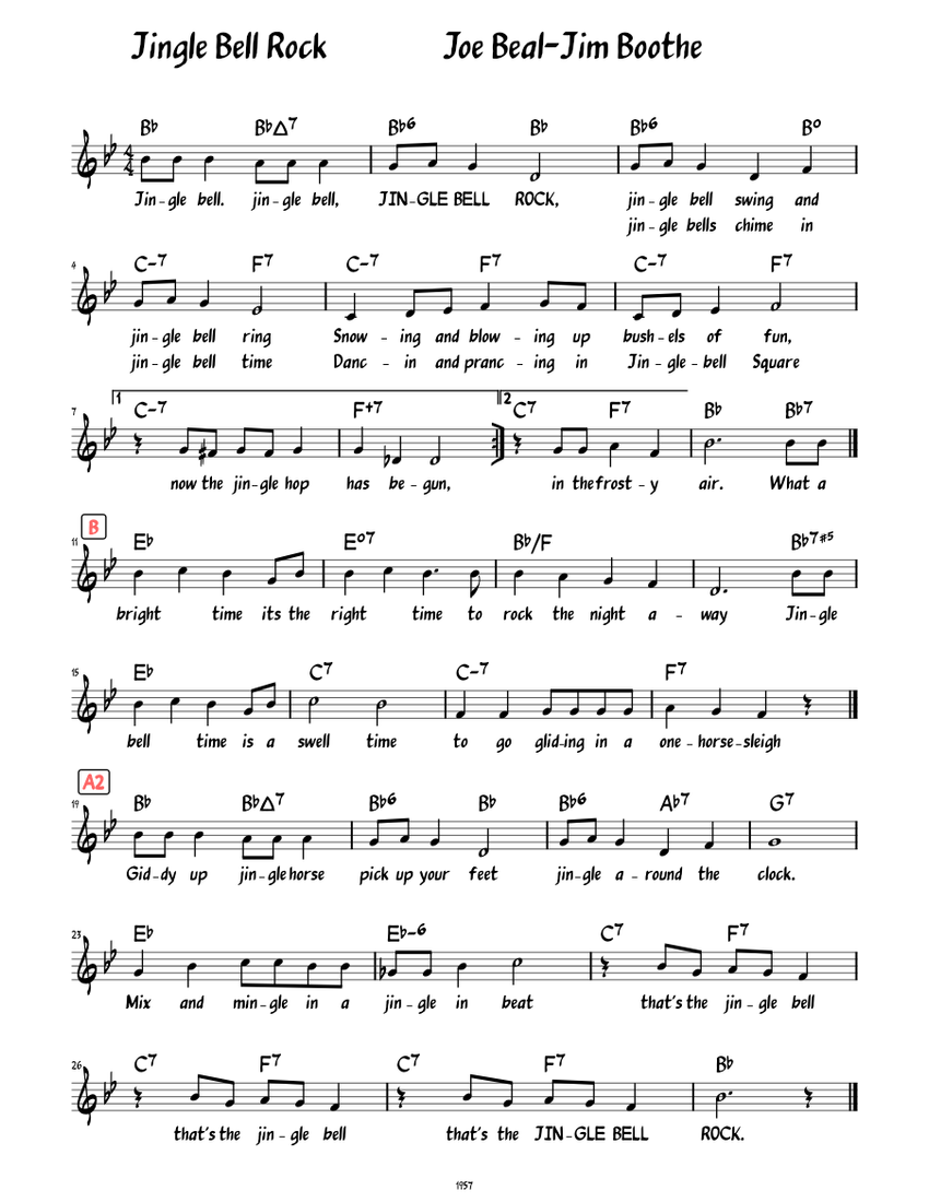 Jingle_Bell_Rock_Lead_sheet_with_lyrics_ Sheet music for Piano (Solo ...