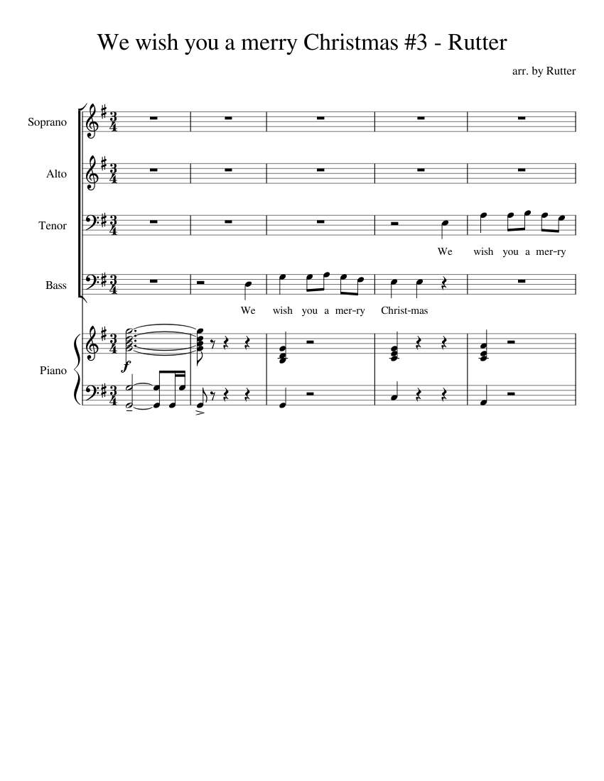 We wish you a merry Christmas #3 - Rutter Sheet Music for Piano ...