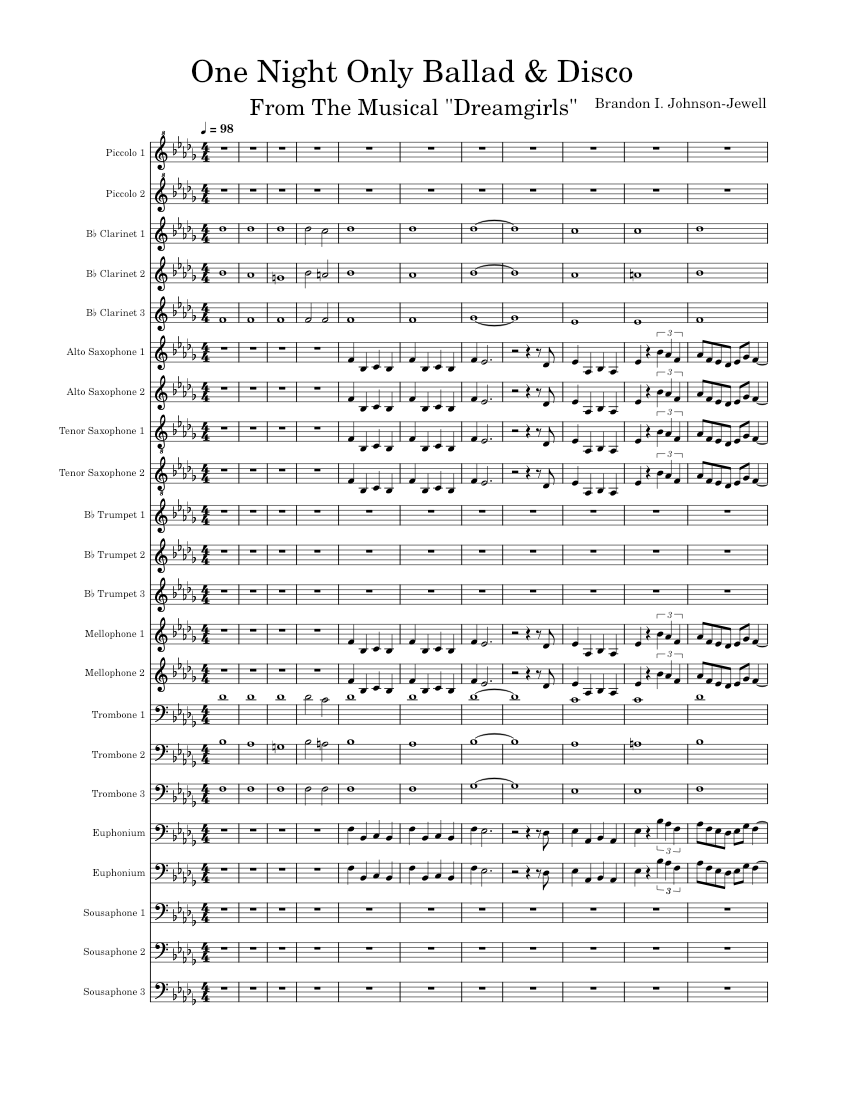 One Night Only – Dreamgirls Musical, Tom Eyen (demo) Sheet Music for ...