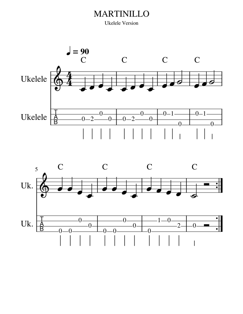 MARTINILLO (ukelele version) Sheet music for Ukulele (Mixed Duet ...
