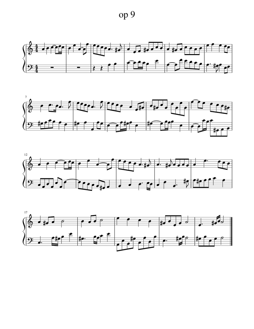 op 9 Sheet music for Piano (Solo) Easy | Musescore.com