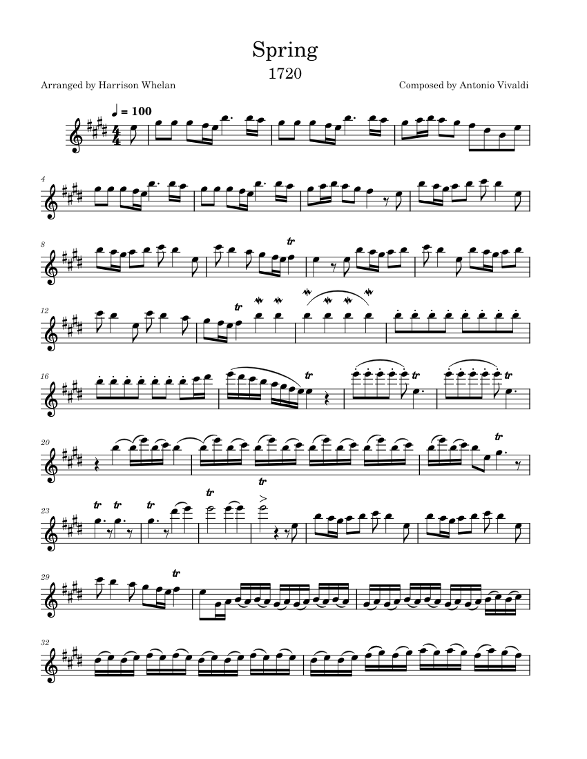 Spring Sheet Music for Flute (Solo) | MuseScore.com
