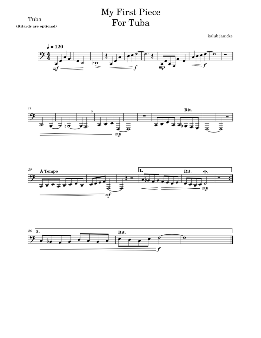 My First Piece For Tuba Sheet music for Tuba (Solo) | Musescore.com