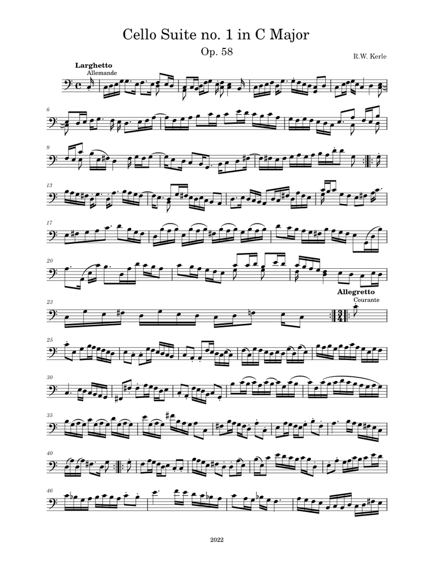 Cello Suite no. 1 in C Major Sheet music for Cello (Solo) | Musescore.com