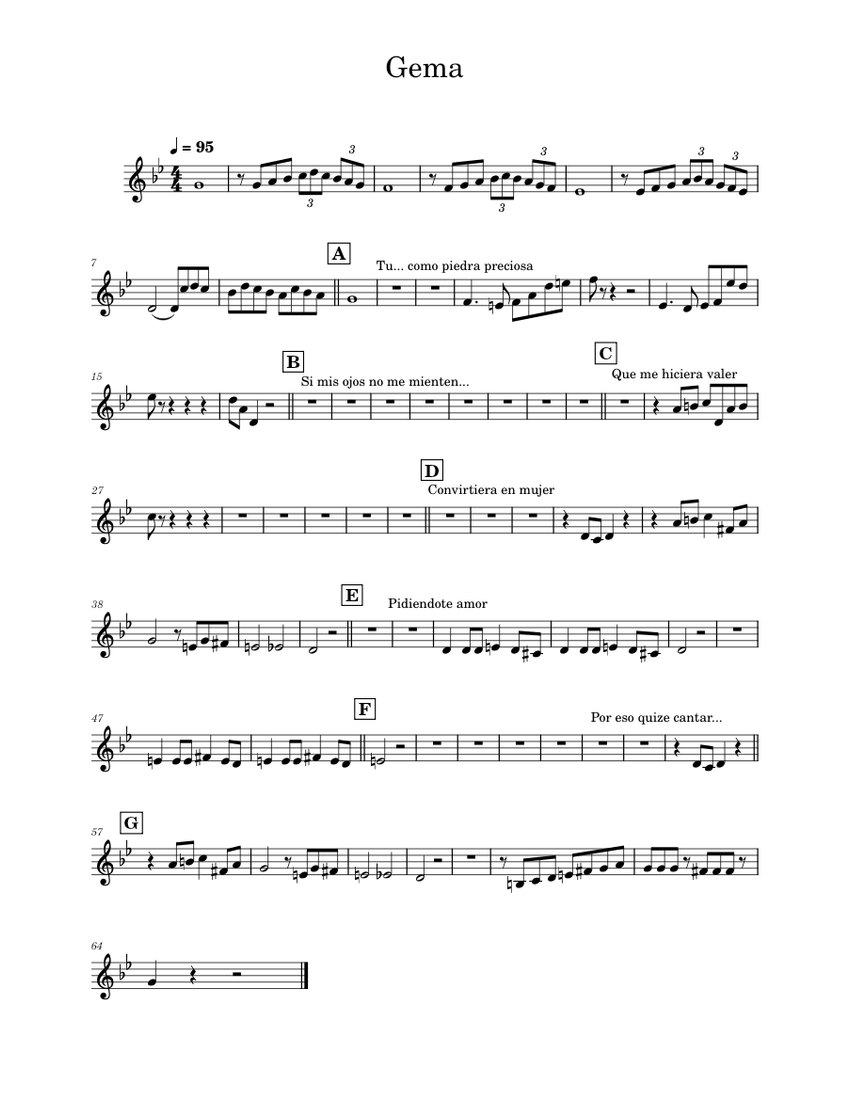 Gema Sheet Music for Piano (Solo) Easy | MuseScore.com