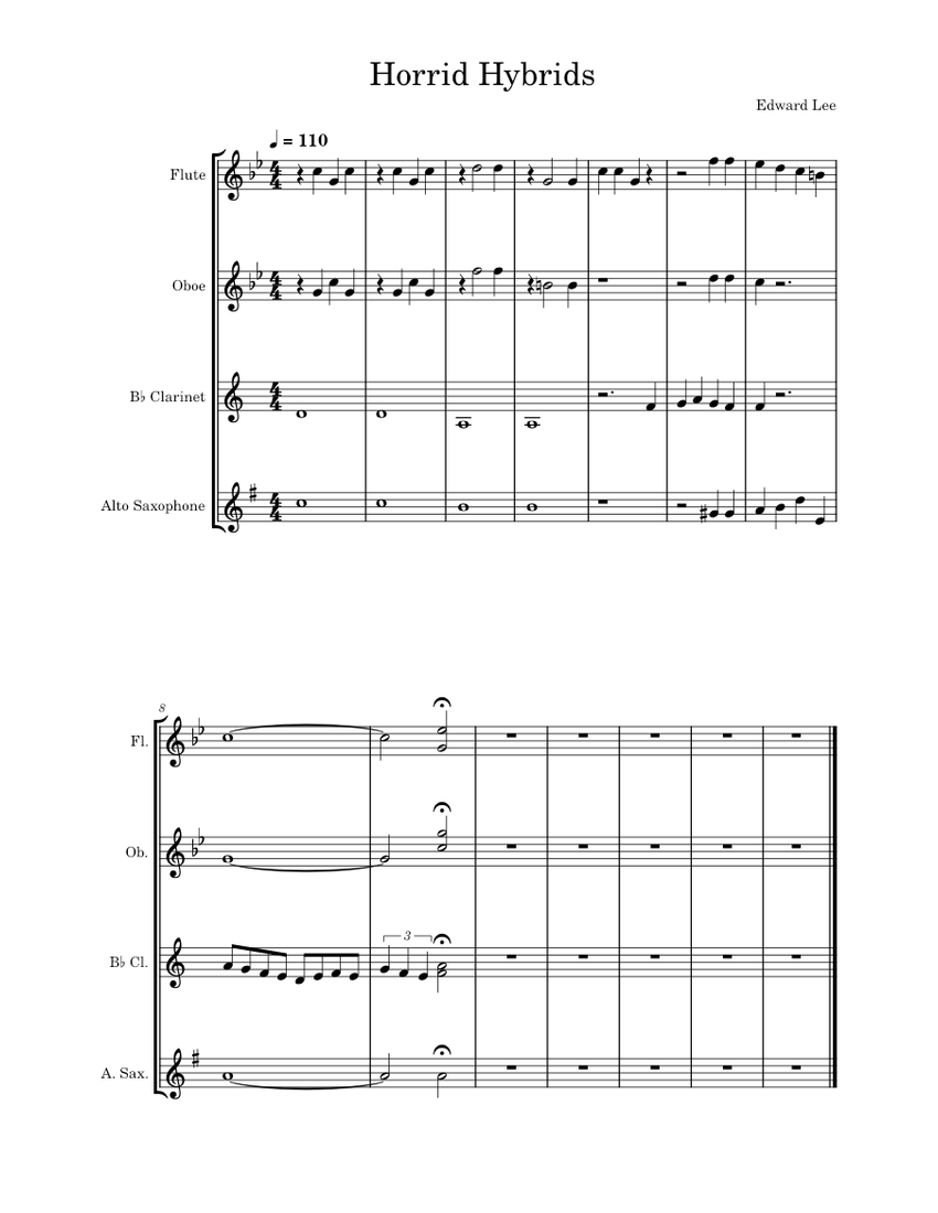 Horrid Hybrids - Edward Lee Sheet music for Flute, Oboe, Clarinet in b ...
