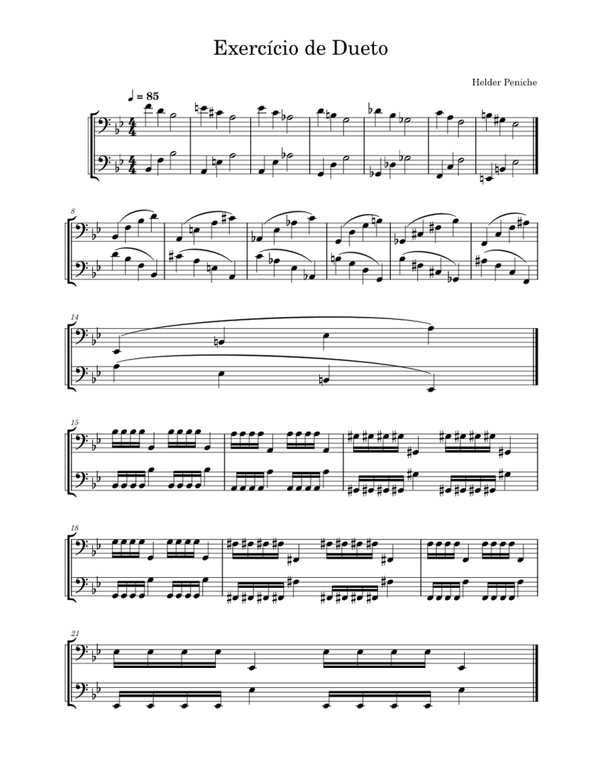 Exercício de Dueto Sheet music for Trombone (Woodwind Duet) | Musescore.com
