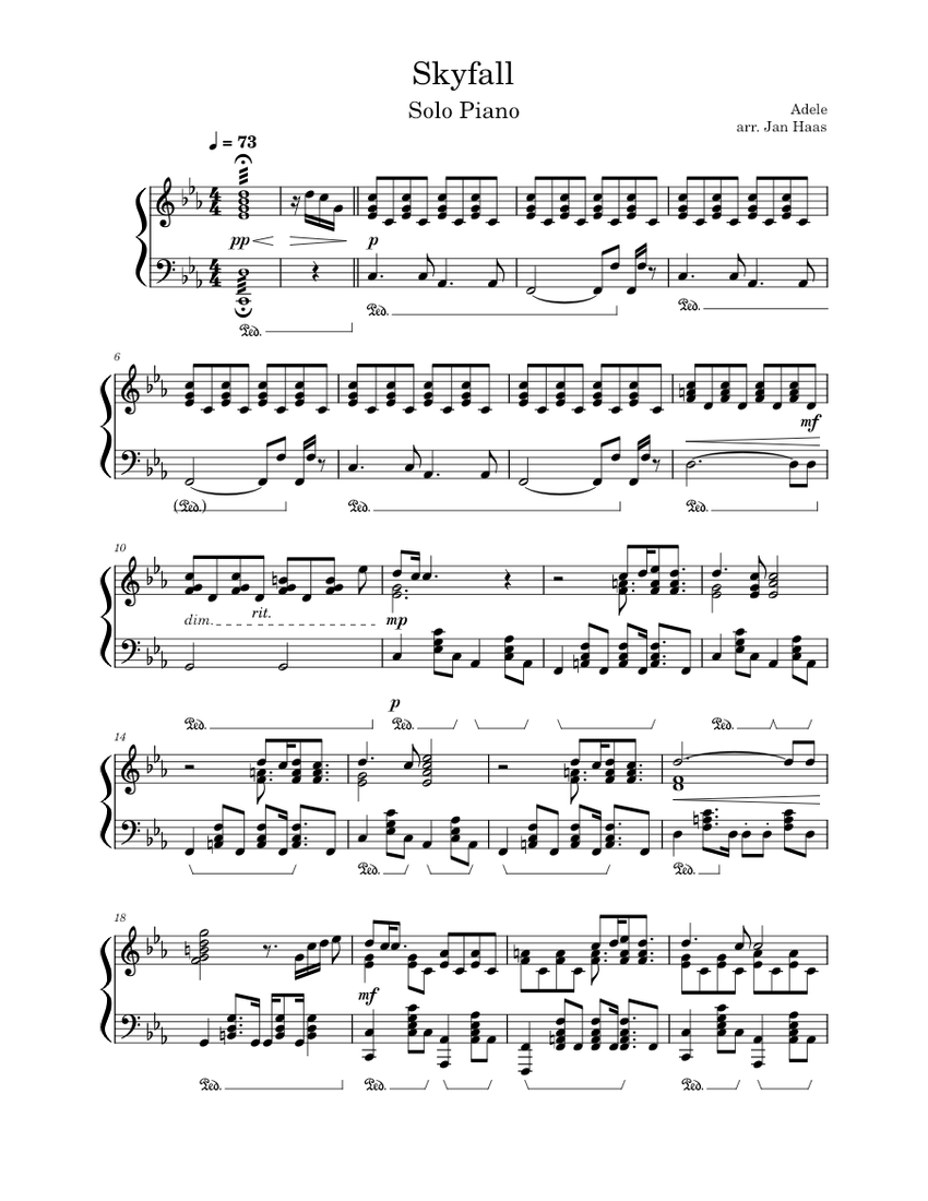 Skyfall – Adele Sheet music for Piano (Solo) | Musescore.com