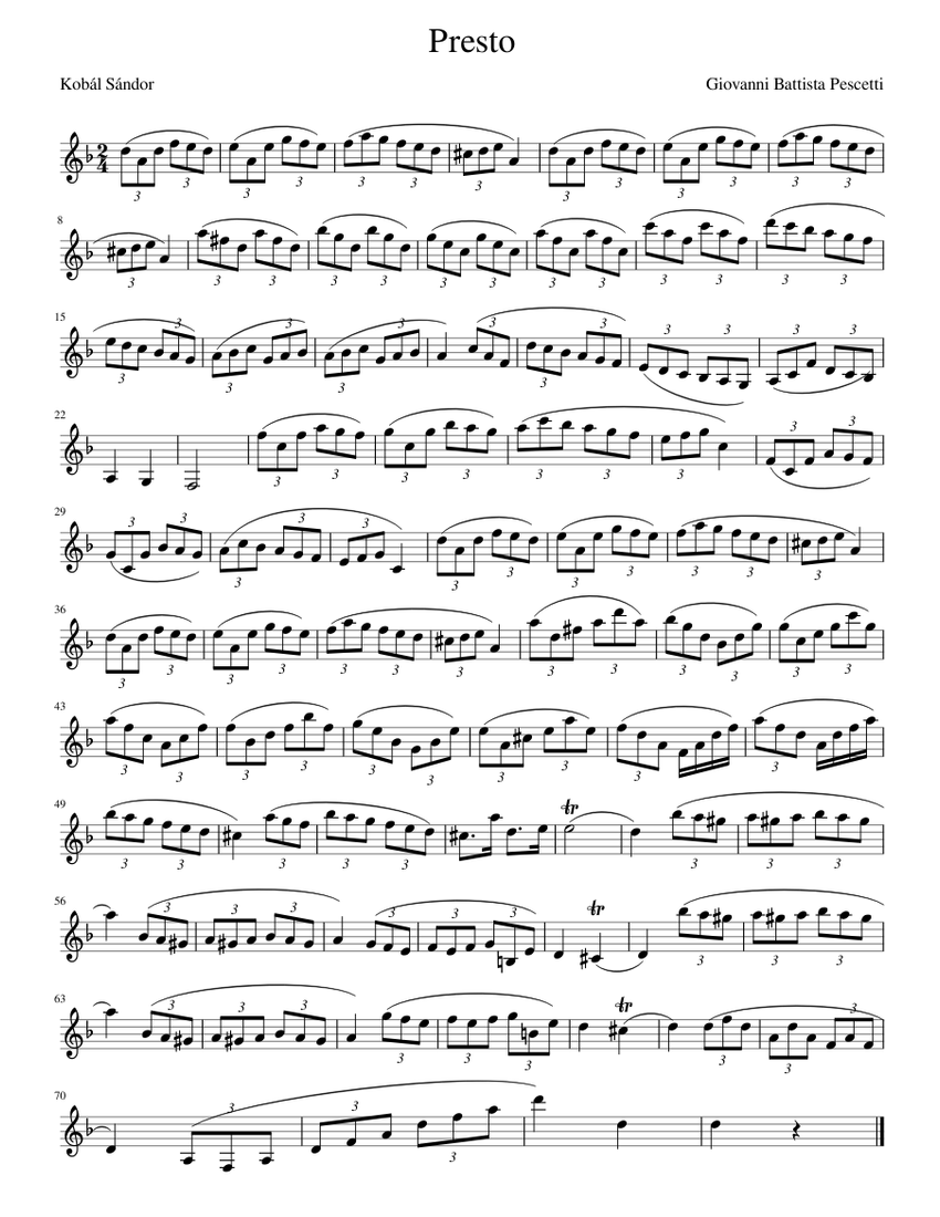 Presto Sheet music for Clarinet in b-flat (Solo) | Musescore.com
