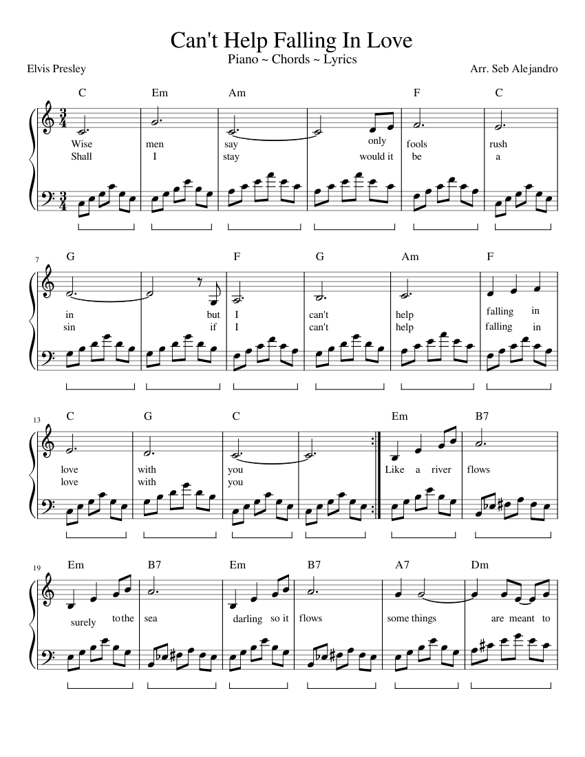 Cant Help Falling In Love Sheet music for Piano (Solo) Easy | Musescore.com