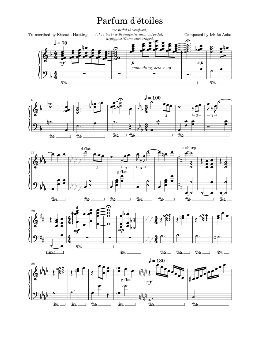 Parfum d'étoiles – Ichiko Aoba Sheet Music for Piano (Solo) | MuseScore.com