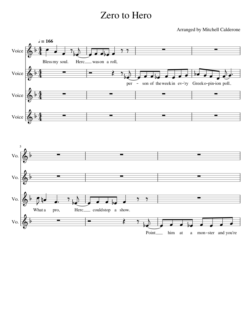 Zero to Hero Full Score Sheet Music for Vocals (Choral) | MuseScore.com