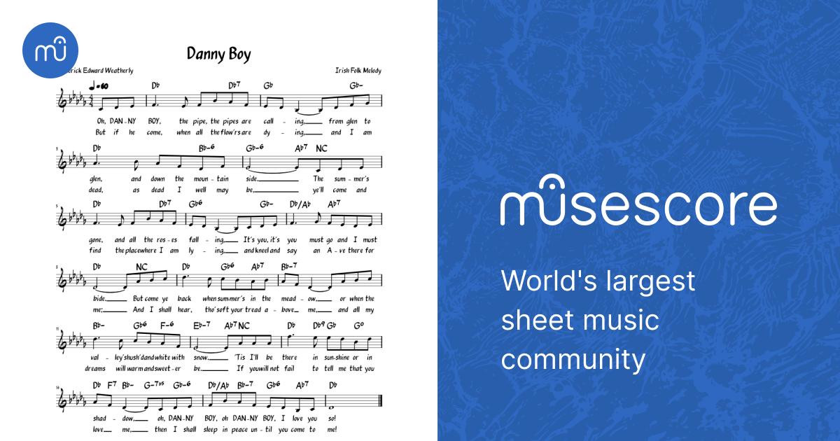 Danny Boy (Lead sheet with lyrics ) Sheet music for Piano (Solo) Easy ...