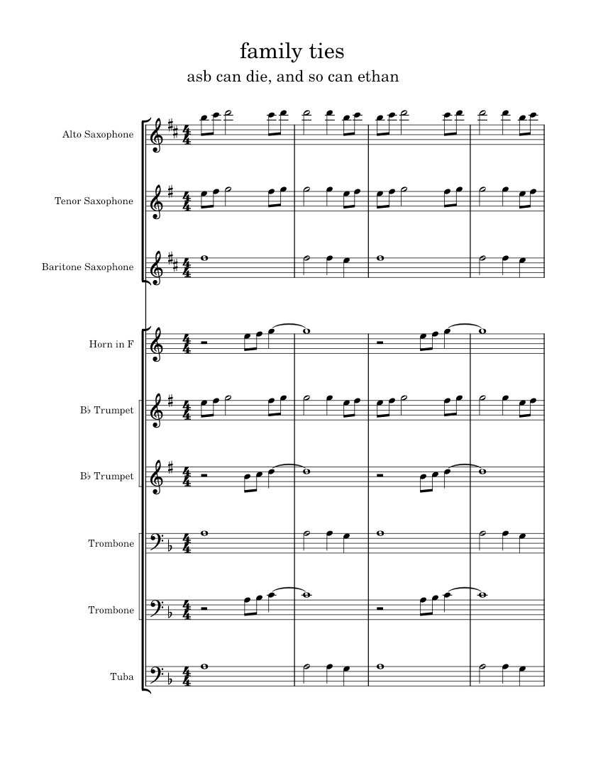 Family ties – Baby Keem family ties Sheet music for Trombone, Tuba ...