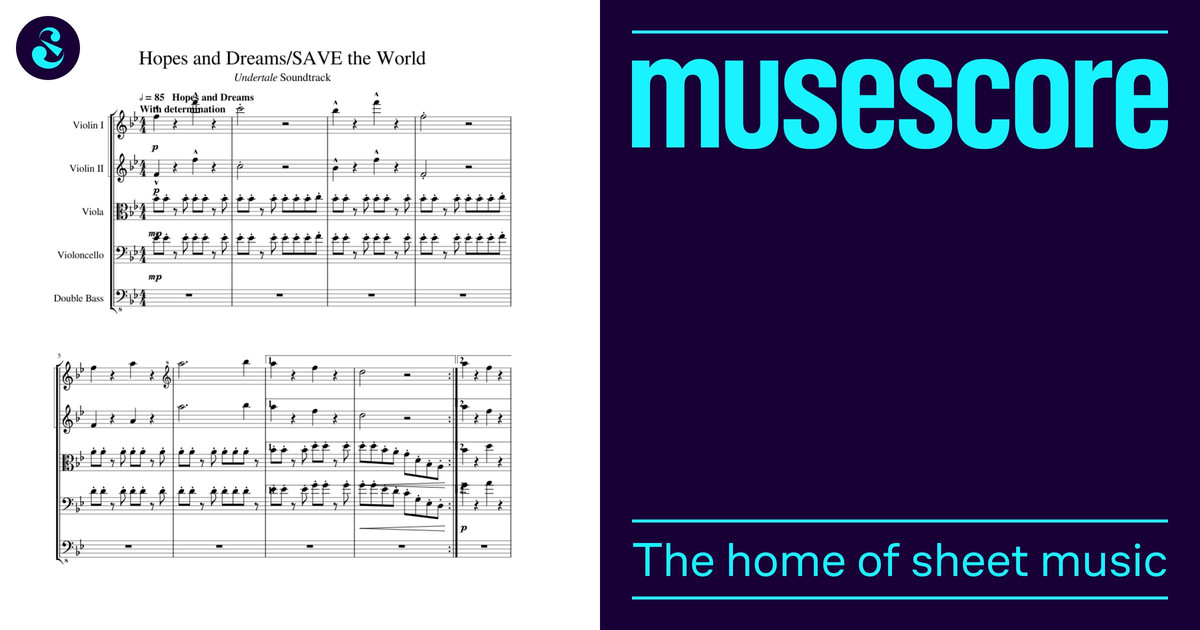 Hopes and Dreams/SAVE The World Sheet music for Contrabass, Violin, Viola, Cello (String Quintet ...