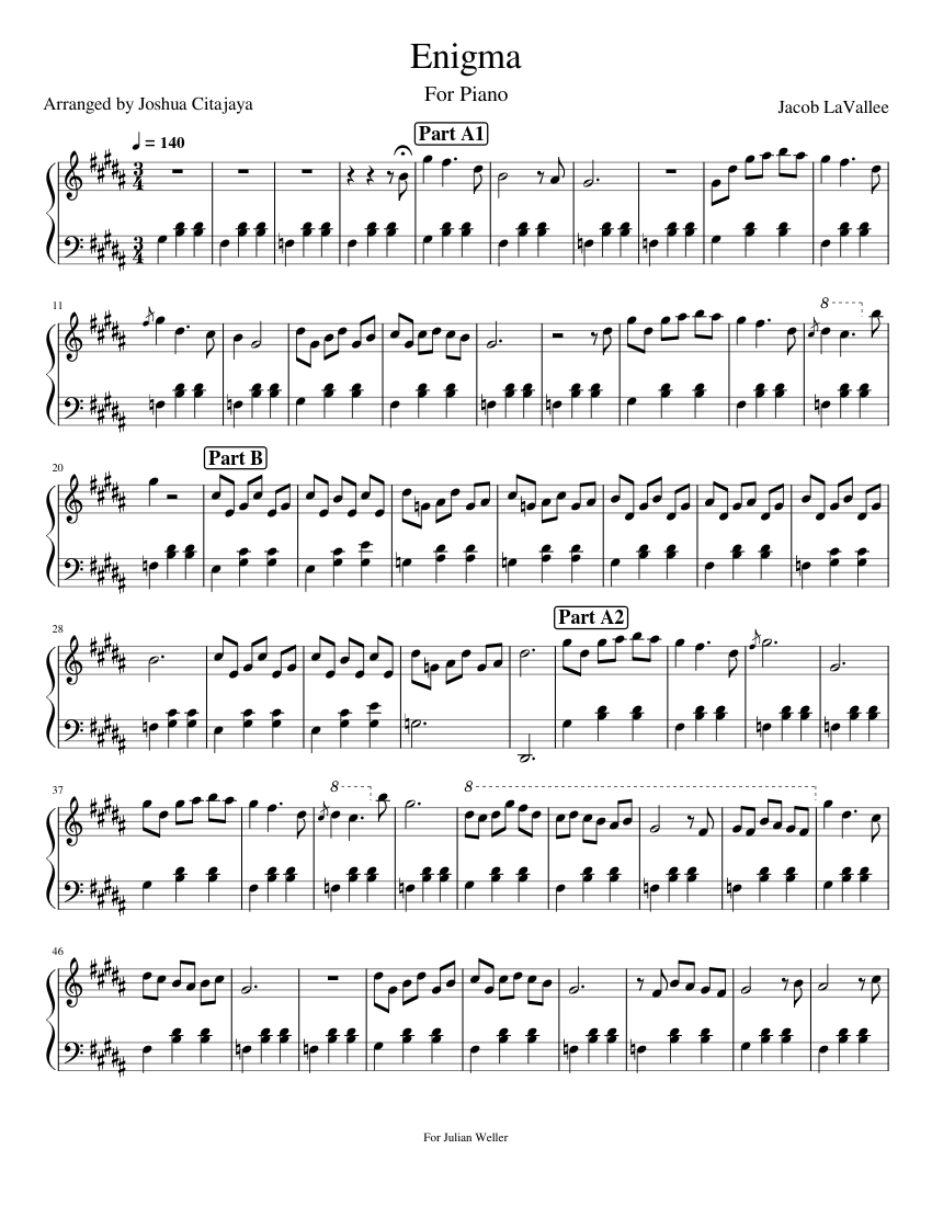 Enigma Sheet music for Piano (Solo) Easy | Musescore.com