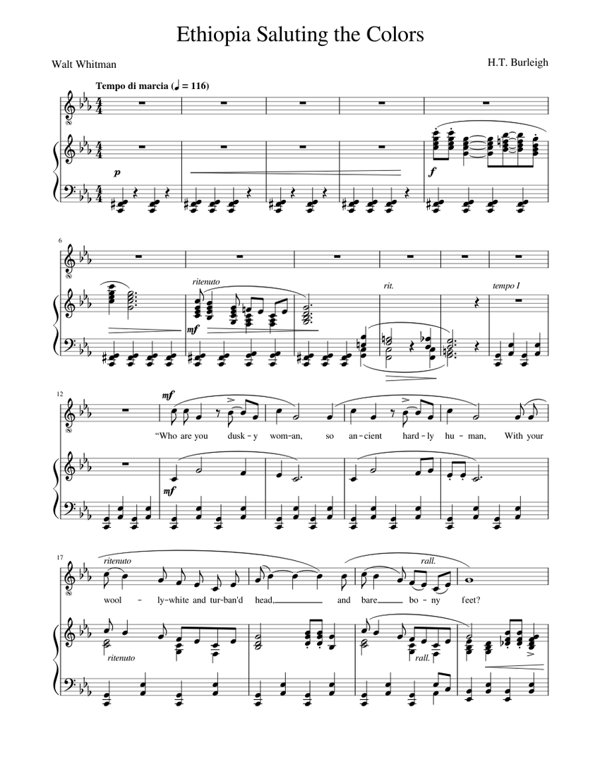 Burleigh, Harry Thacker - Ethiopia Saluting the Colors - piano tutorial