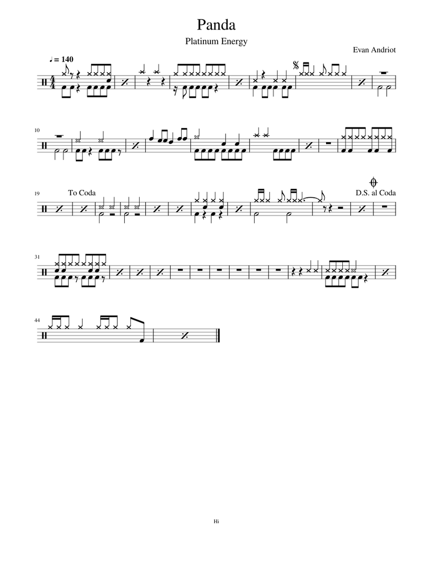 Panda Sheet Music for Drum group (Solo) | MuseScore.com